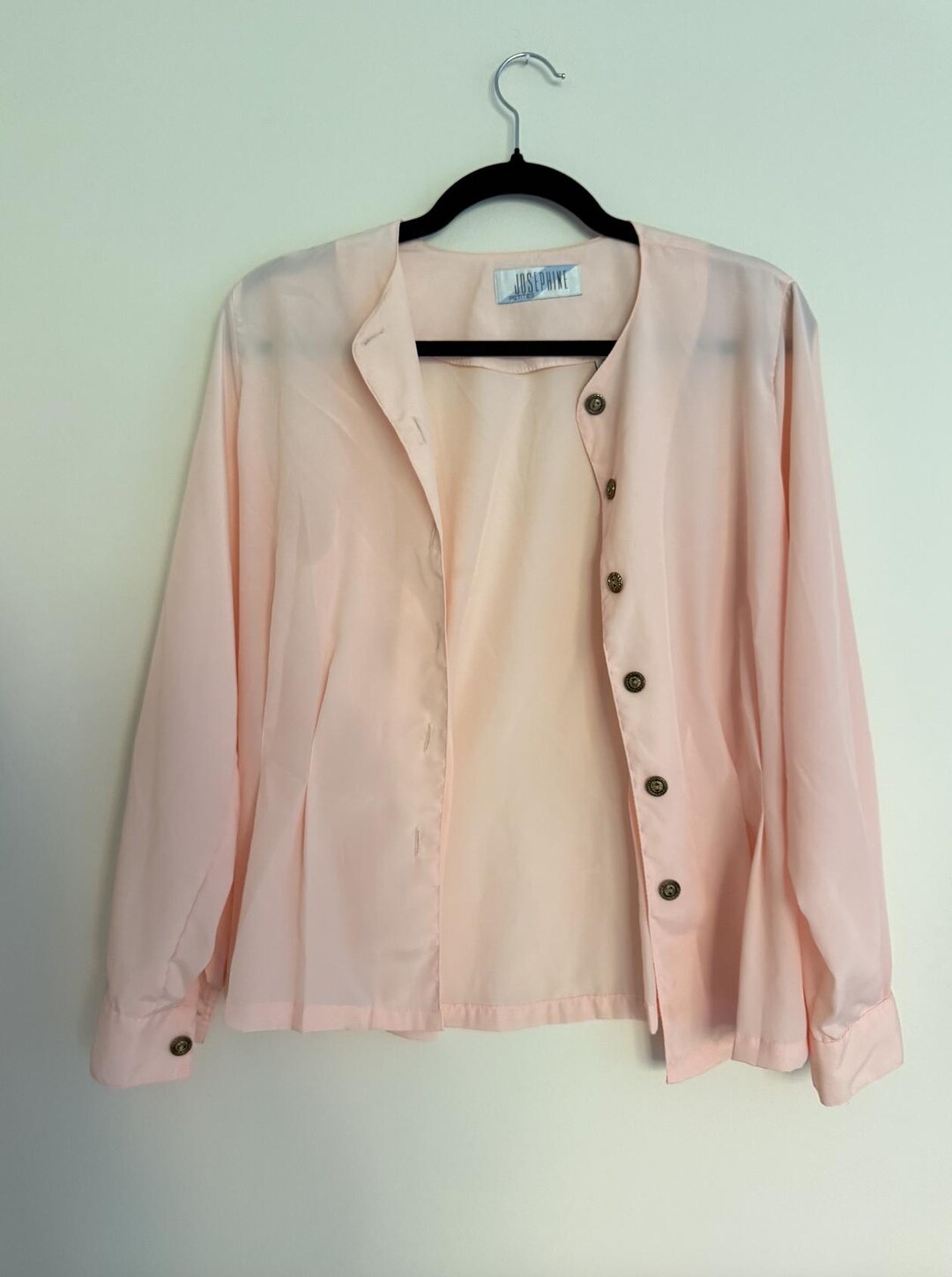 Vintage Josephine Pink Blouse With Gold Button Details - Etsy
