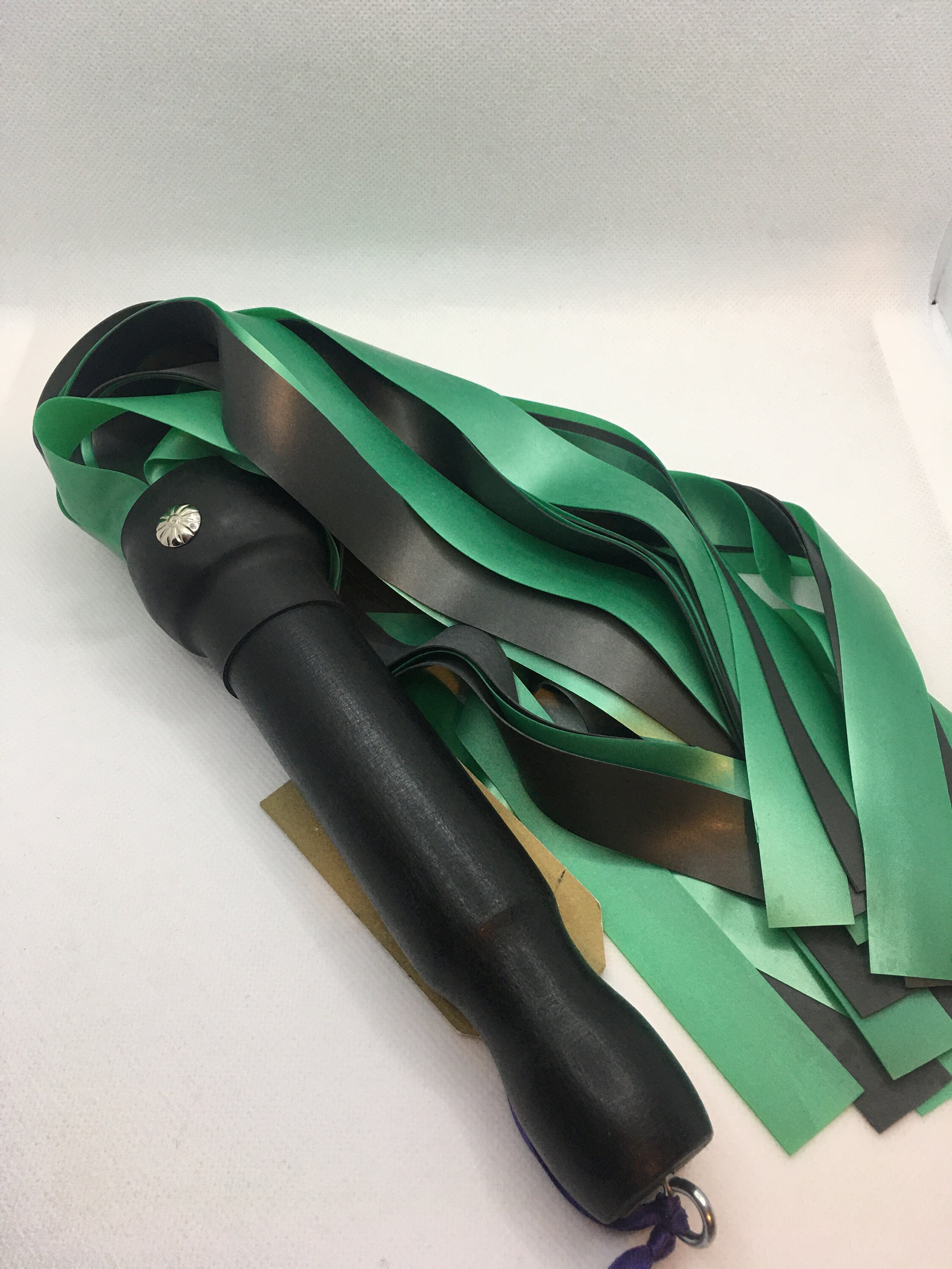 Green & Black Latex Flogger, Vegan Friendly
