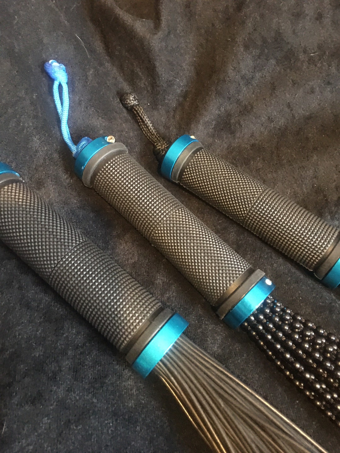 Triple Threat Stingy Floggers Set. Scorpion Rubber, Neoprene & Beads ...