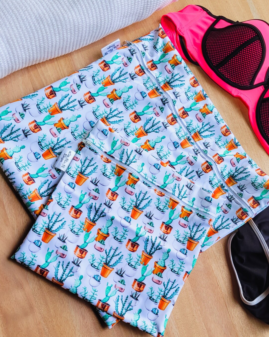 Personalized Cactus Waterproof Swim & Wet Bag | Separate Wet and Dry ...