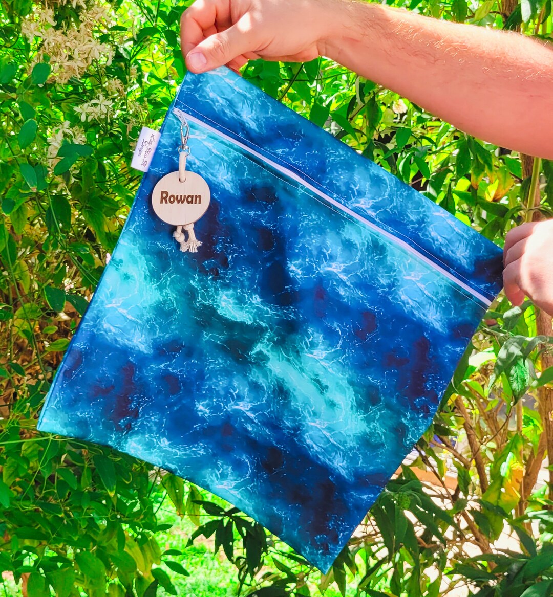 Personalized Blue Waterproof Swim & Wet Bag | Separate Wet and Dry ...