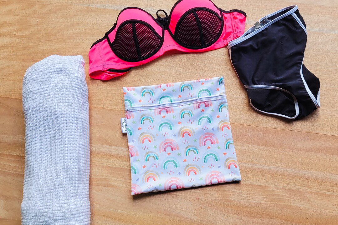 Personalized Boho Rainbow Waterproof Swim & Wet Bag Separate Wet and ...