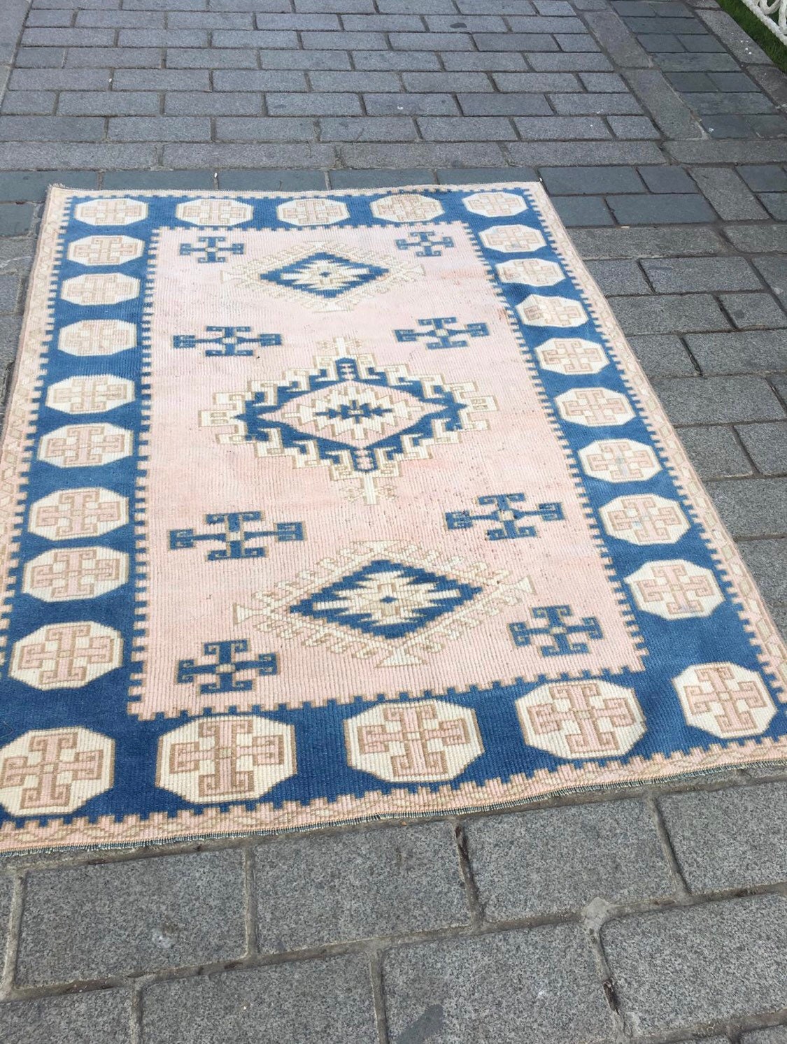 Oushak rug oushak handmade rug turkish carpet blue handmade | Etsy