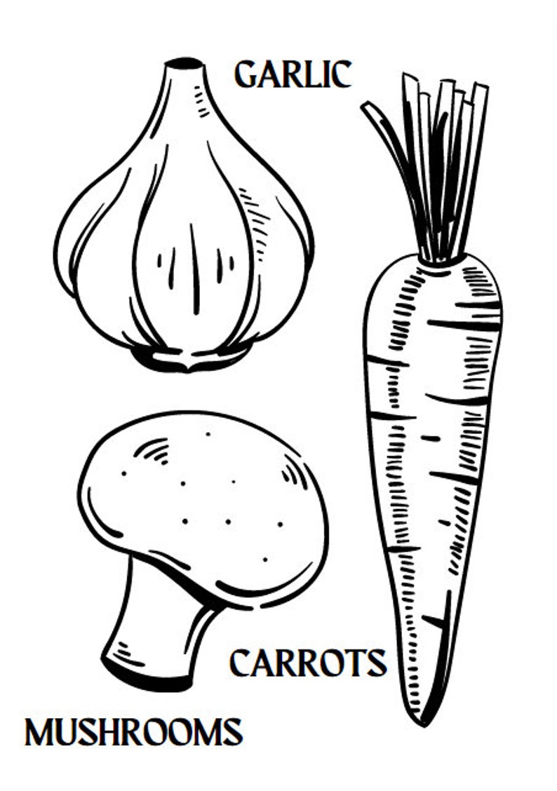 Coloring Page, Printable Coloring for Kids, Vegetables, Homeschool ...
