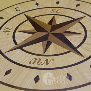 Wood Compass Inlay "admiral" - Wooden Floor Inlay - Floor Medallion ...