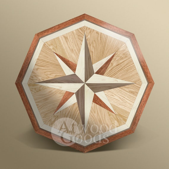 Compass Rose Wood Veneer First Go At Inlay Work! : R/woodworking