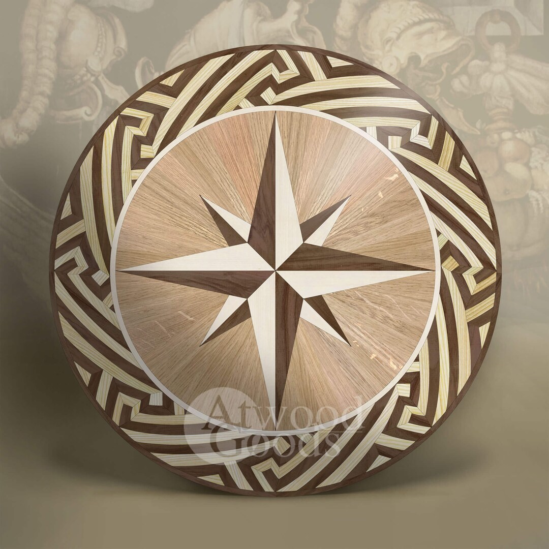 Wood Floor Compass Rose "kairos" Handcrafted by Atwoodgoods From Hand ...
