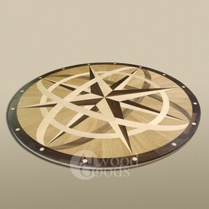Wood Floor Compass Rose "atlanta" Wood Floor Medallion Wooden Floor ...