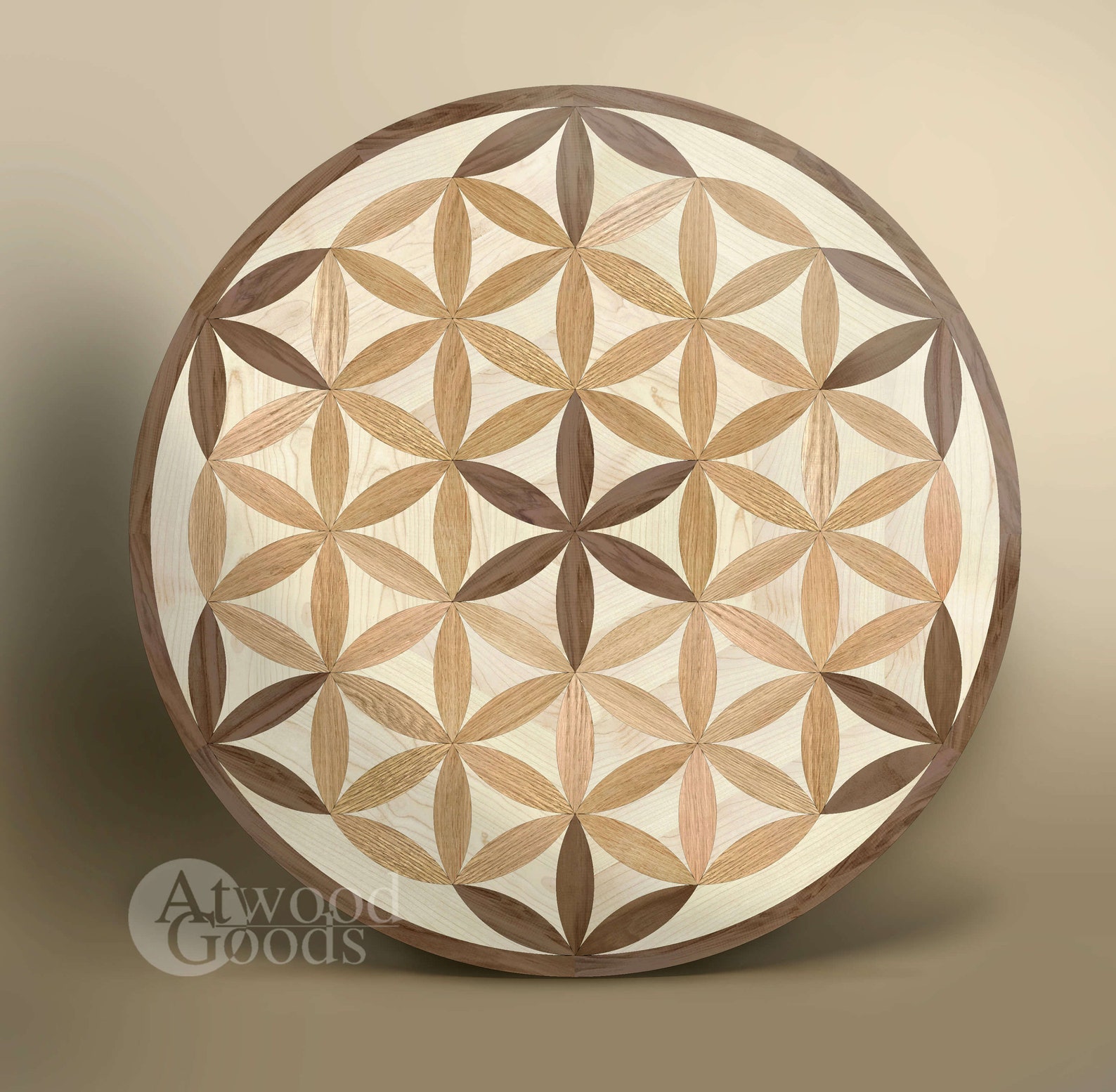 Flower of Life Wood Floor Medallion Handmade - Etsy