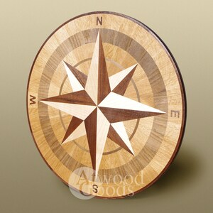 Wooden Floor Medallion "gray Bay" - Compass Rose Inlay - Hardwood ...