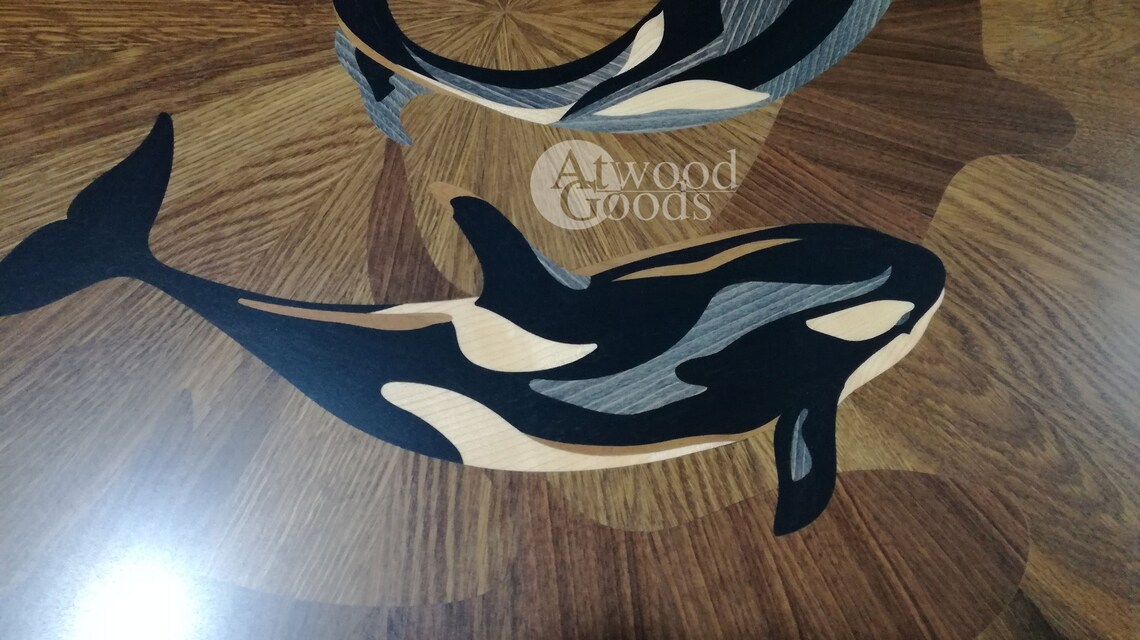 Wood Floor Medallion Orcas Whales Wood Floor Inlay Parquet - Etsy