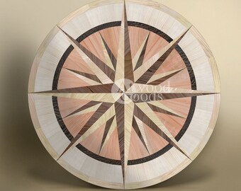 Wood Floor Medallion moana Compass Rose Inlay | Etsy