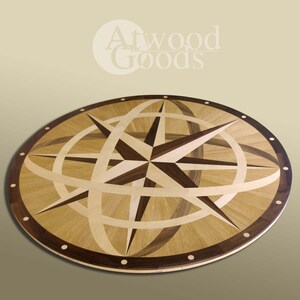 Wood Floor Compass Rose "atlanta" Wood Floor Medallion Wooden Floor ...