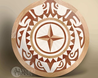 Wood Floor Medallion moana Compass Rose Inlay | Etsy