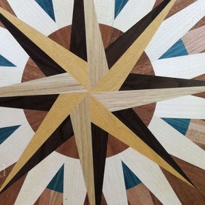 Wood Floor Medallion "moana" - Compass Rose Inlay - Wood Floor Inlay ...