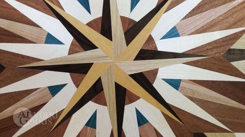 Wood Floor Medallion moana Compass Rose Inlay | Etsy