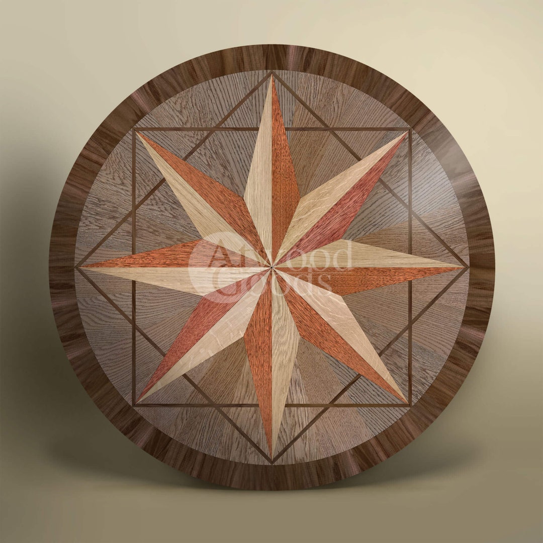 Wood Compass Rose Inlay orlean Handcrafted by Atwoodgoods. Hand ...