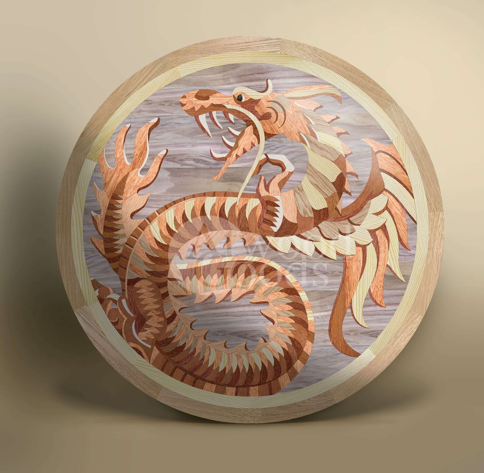 Wood Floor Medallion dragon Wood Floor Inlay Floor - Etsy