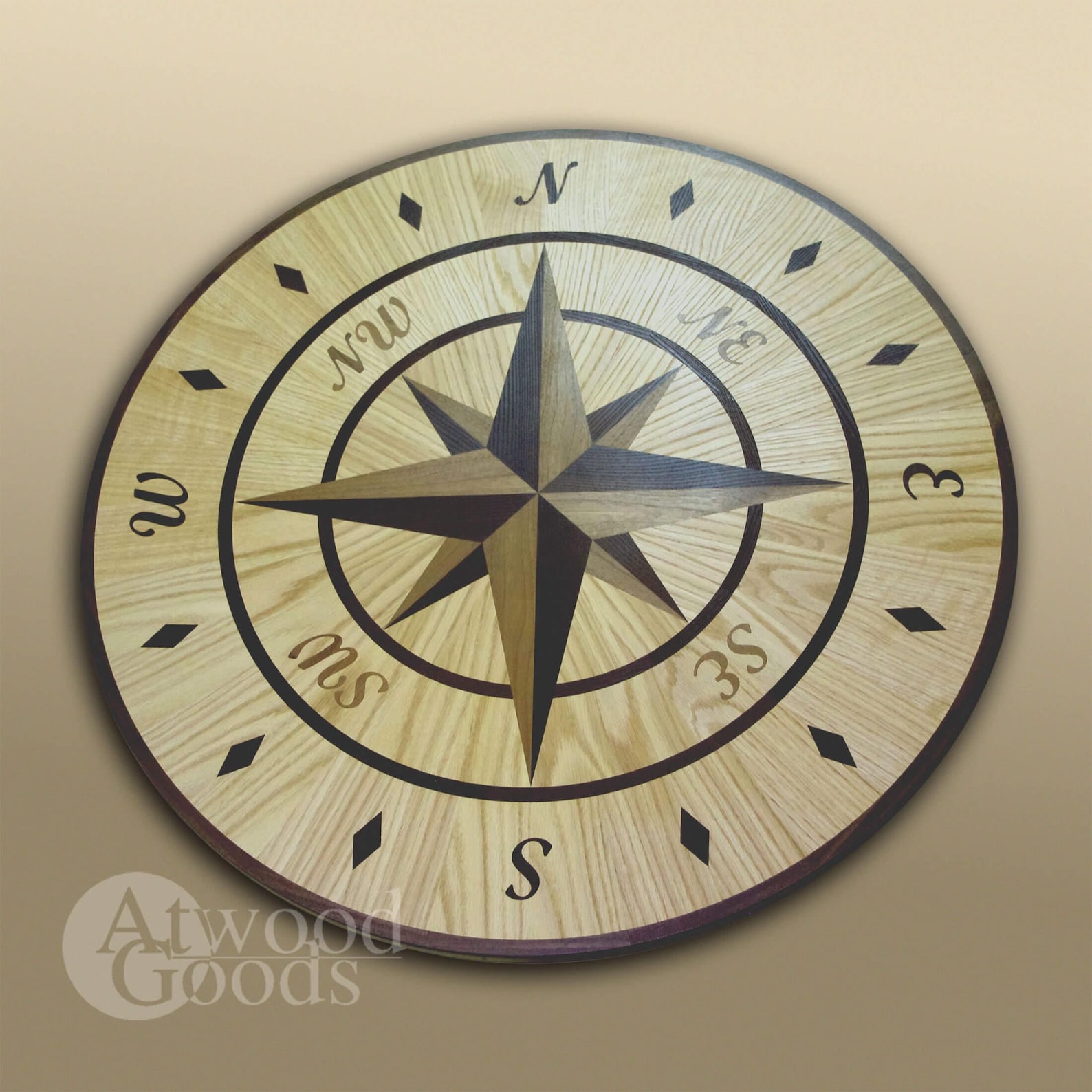Wood Compass Inlay "admiral" - Wooden Floor Inlay - Floor Medallion ...