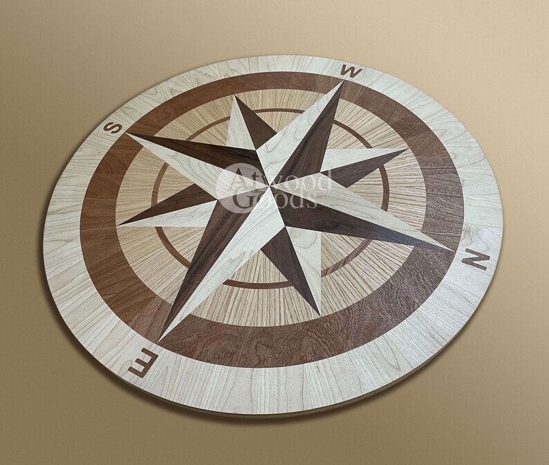 Wood Floor Medallion bay Compass Rose Inlay Wooden Floor Medallion ...