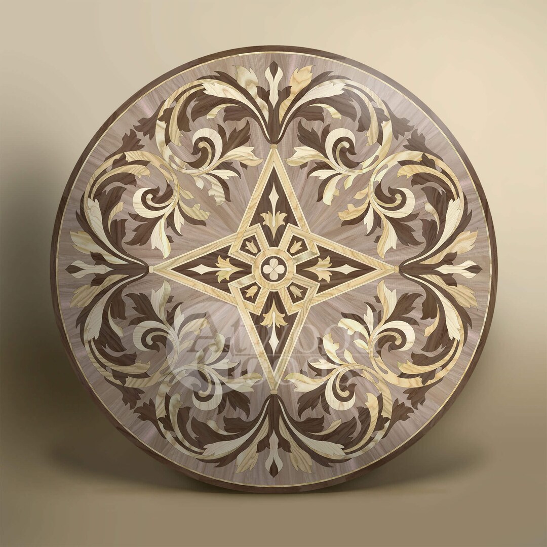Wood Foor Medallion "fortune" Wooden Floor Inlay Cabinetmaker Work ...