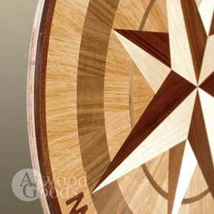 Wooden Floor Medallion "gray Bay" - Compass Rose Inlay - Hardwood ...