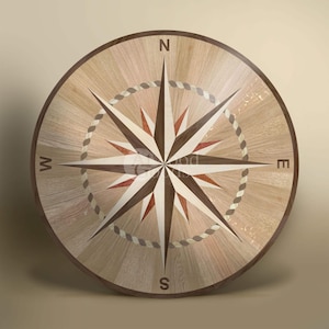 Wood Floor Compass Rose "girona" - Hardwood Floor Medallion - Hand ...