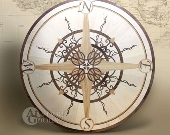 Wood Floor Medallion moana Compass Rose Inlay | Etsy