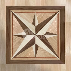Compass Rose Medallion Inlay "puerto". Square Wood Floor Inlay Made of ...