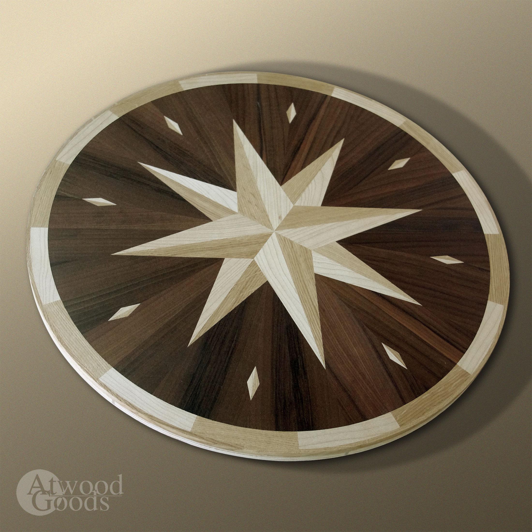 Wood Floor Compass Rose "boston Night" Wood Floor Compass Inlay Parquet ...