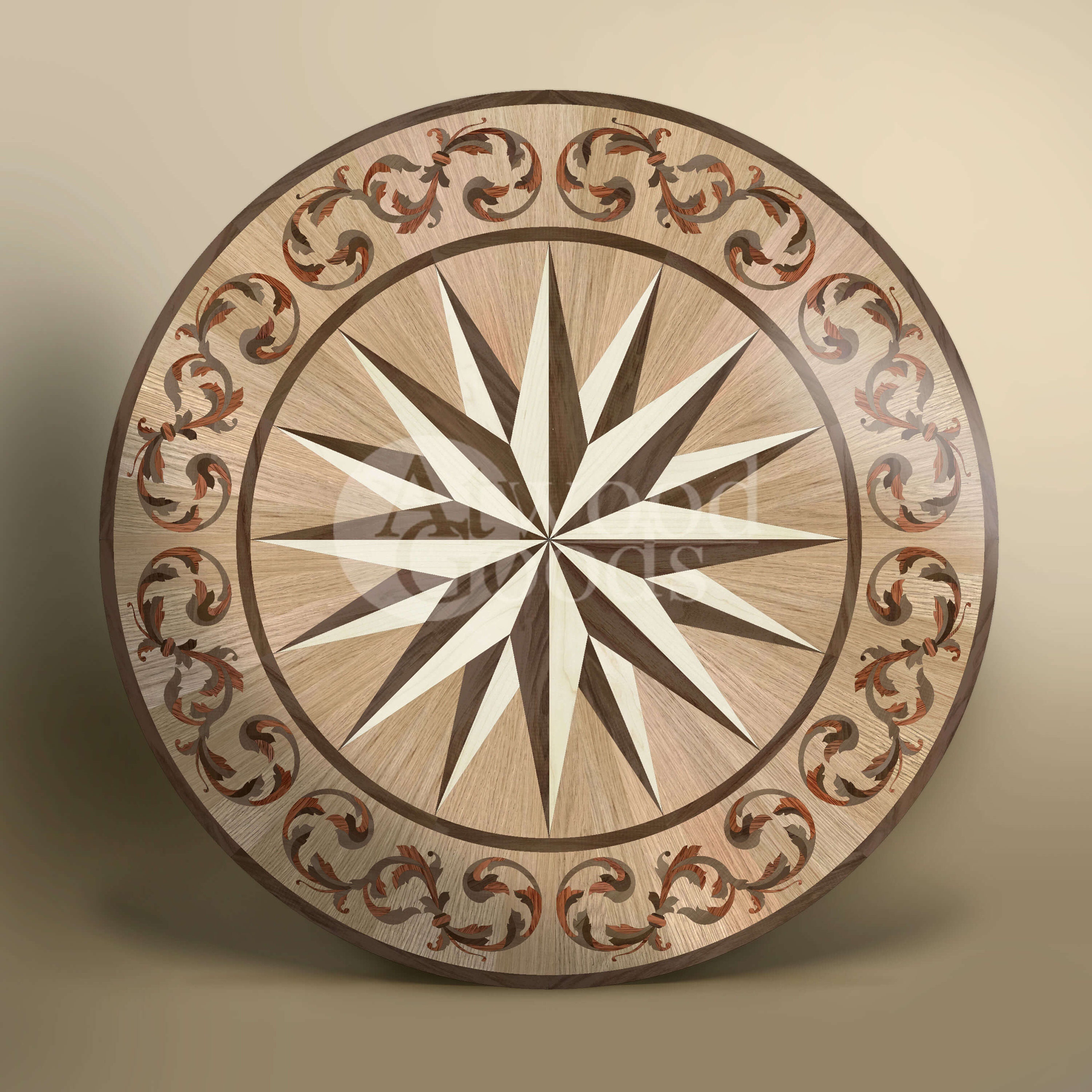 Wood Floor Inlay pamploa Wooden Compass Rose Wood Table Desk Table Top ...