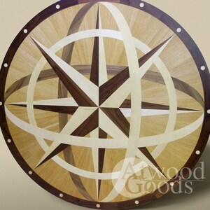Wood Floor Compass Rose "atlanta" Wood Floor Medallion Wooden Floor ...