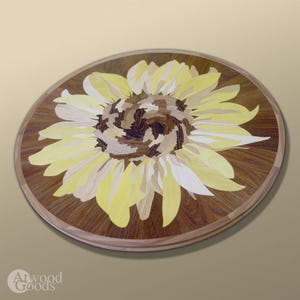 Wood Floor Medallion "sunflower" - Wooden Floor Inlay - Wall Art - Wall ...