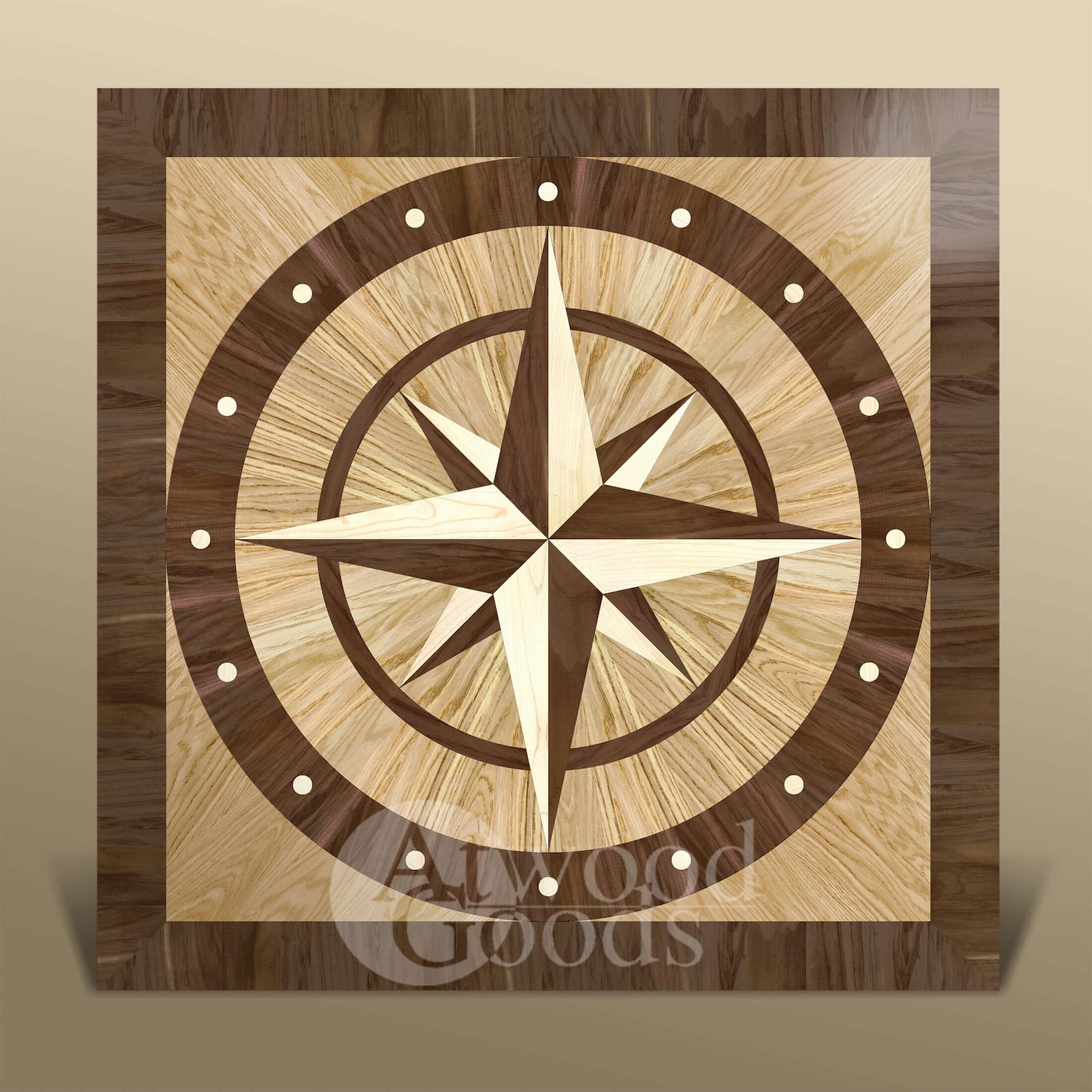 Wood Floor Compass Inlay west 4 Wood Floor - Etsy