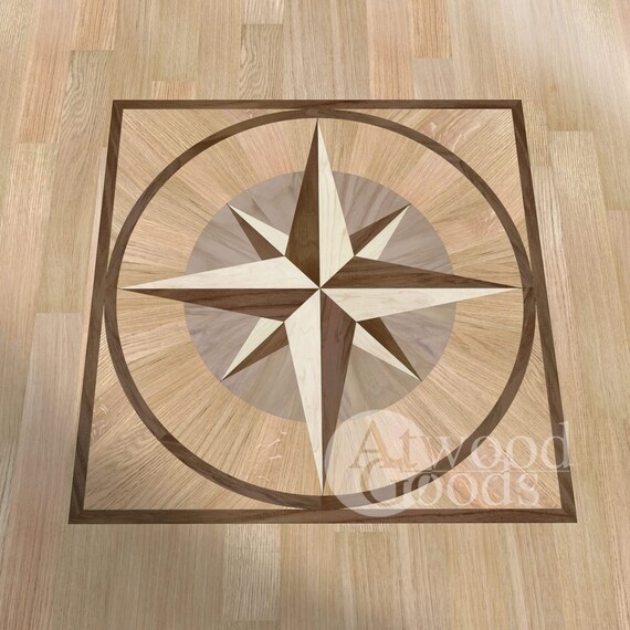 Compass Rose Wood Veneer First Go At Inlay Work! : R/woodworking
