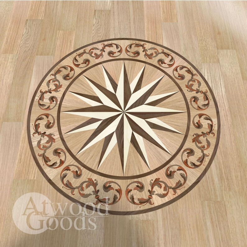Wood Floor Inlay pamploa Wooden Compass Rose Wood Table Desk Table Top ...