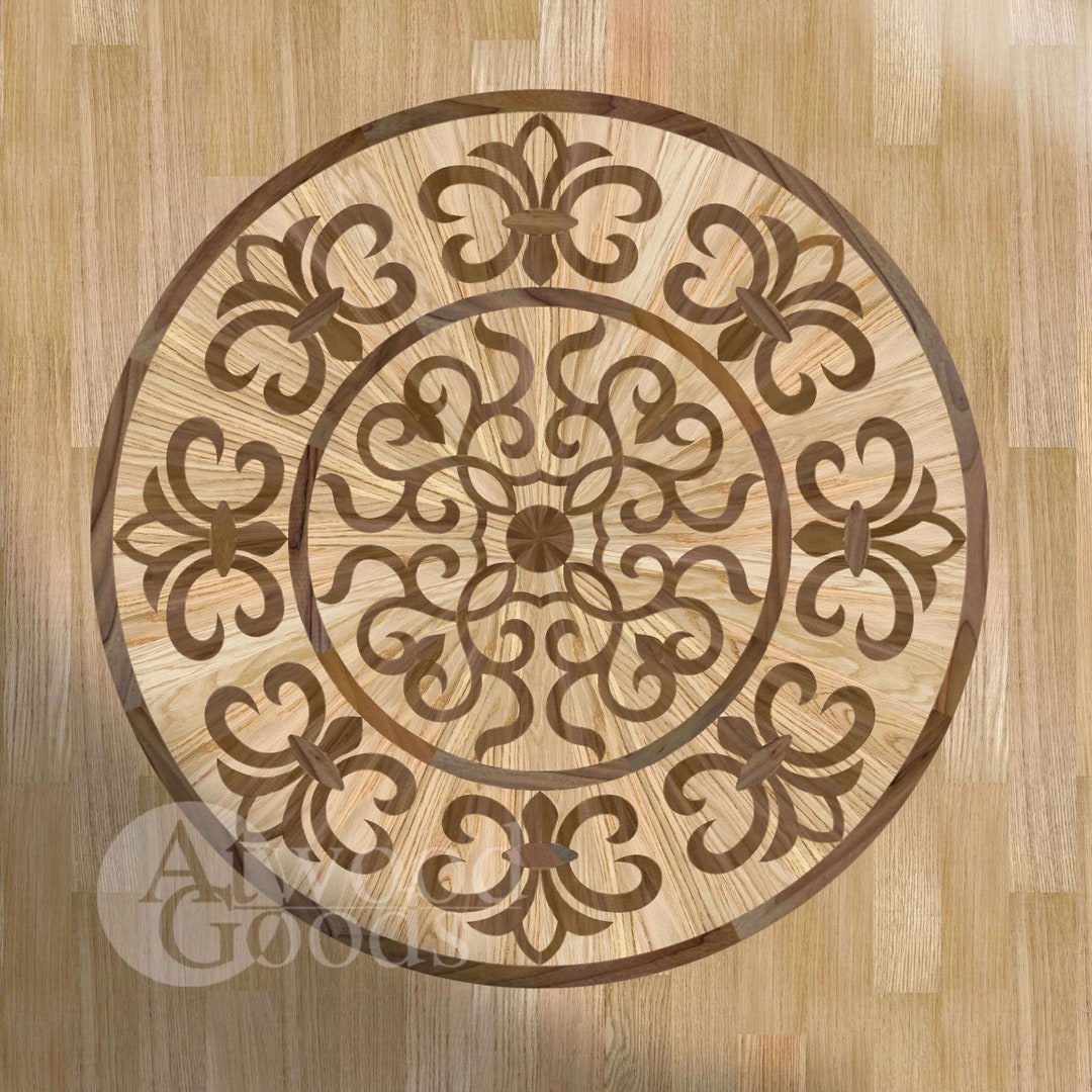 Wood Floor Medallion "ferrara" • Wood Floor Inlay • Handmade Wood Inlay ...