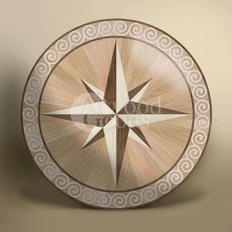 Wood Floor Inlay attica Wood Floor Medallion Compass Rose Inlay ...