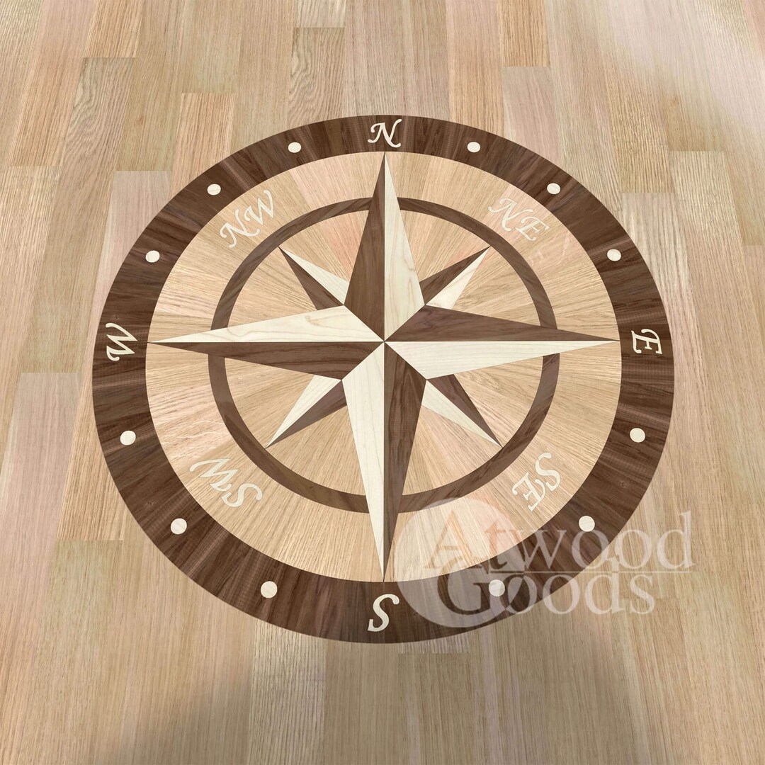 30 Wood Floor Inlay west Point Wood Floor Medallion Compass Rose Inlay ...