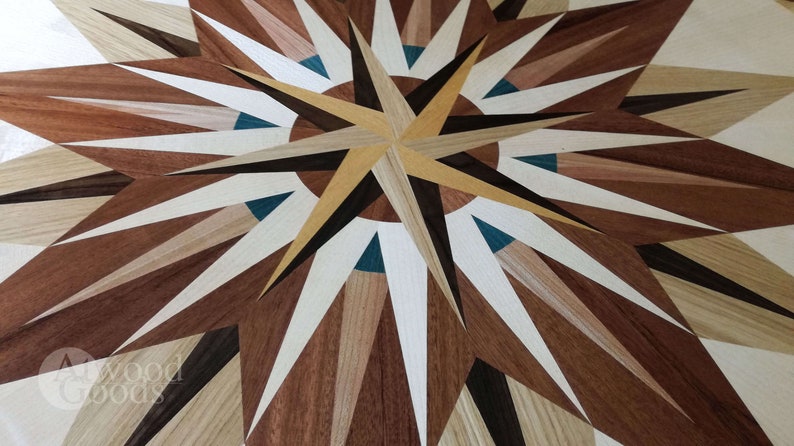 Wood Floor Medallion moana Compass Rose Inlay Wood - Etsy