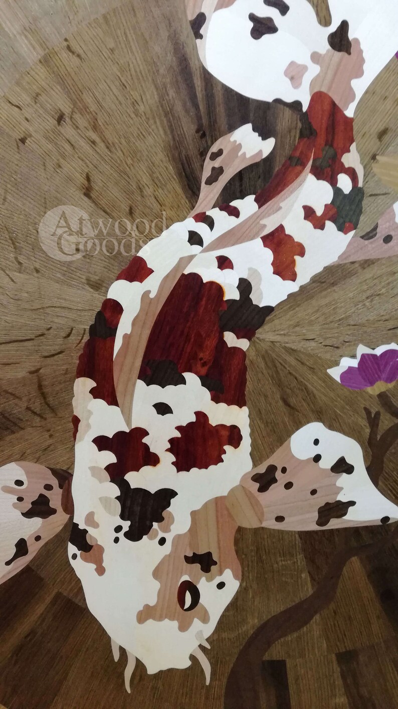 Koi Fish Wood Floor Inlay Floor Medallion Hardwood Flooring - Etsy
