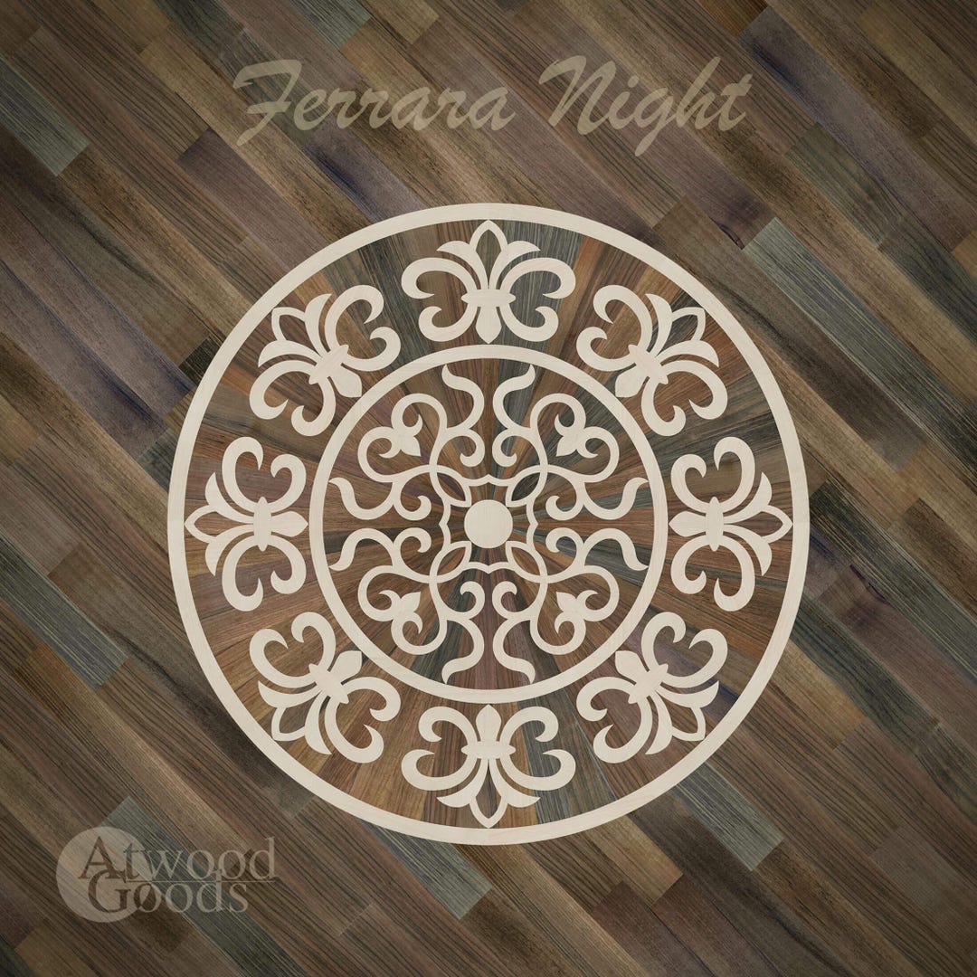 Handmade Wood Floor Medallion 'ferrara' – Classic Natural Hardwood ...