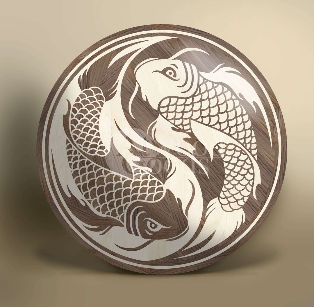 Wood Floor Inlay "koi Fish" Wood Floor Inlay Parquet Inlay Floor ...