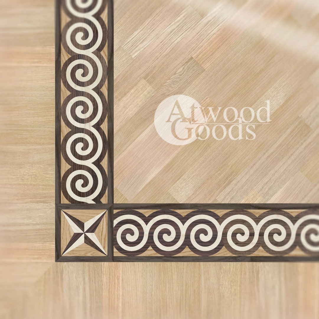 Wood Floor Border "hellenic Way" Wooden Floor Inlay Floor Decorative ...