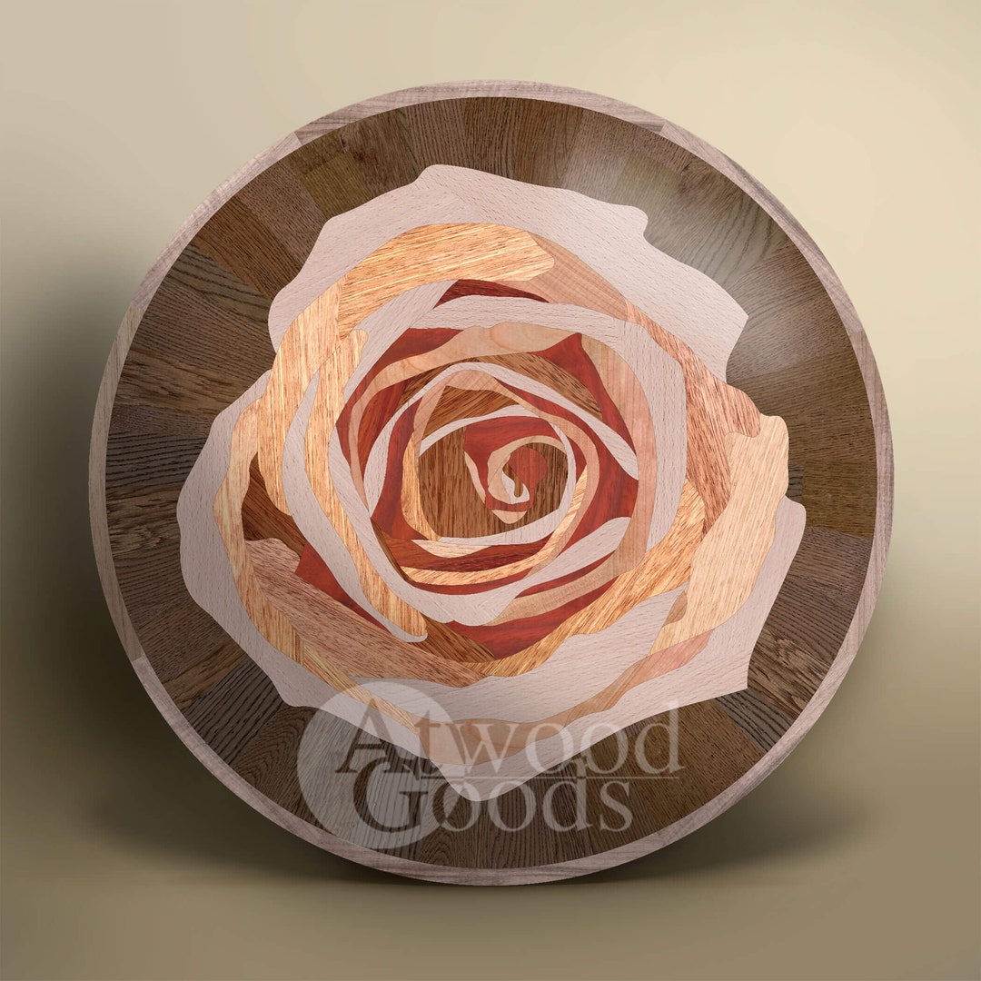 Wood Floor Inlay "rose" - Wood Floor Medallion - Hardwood Inlay ...