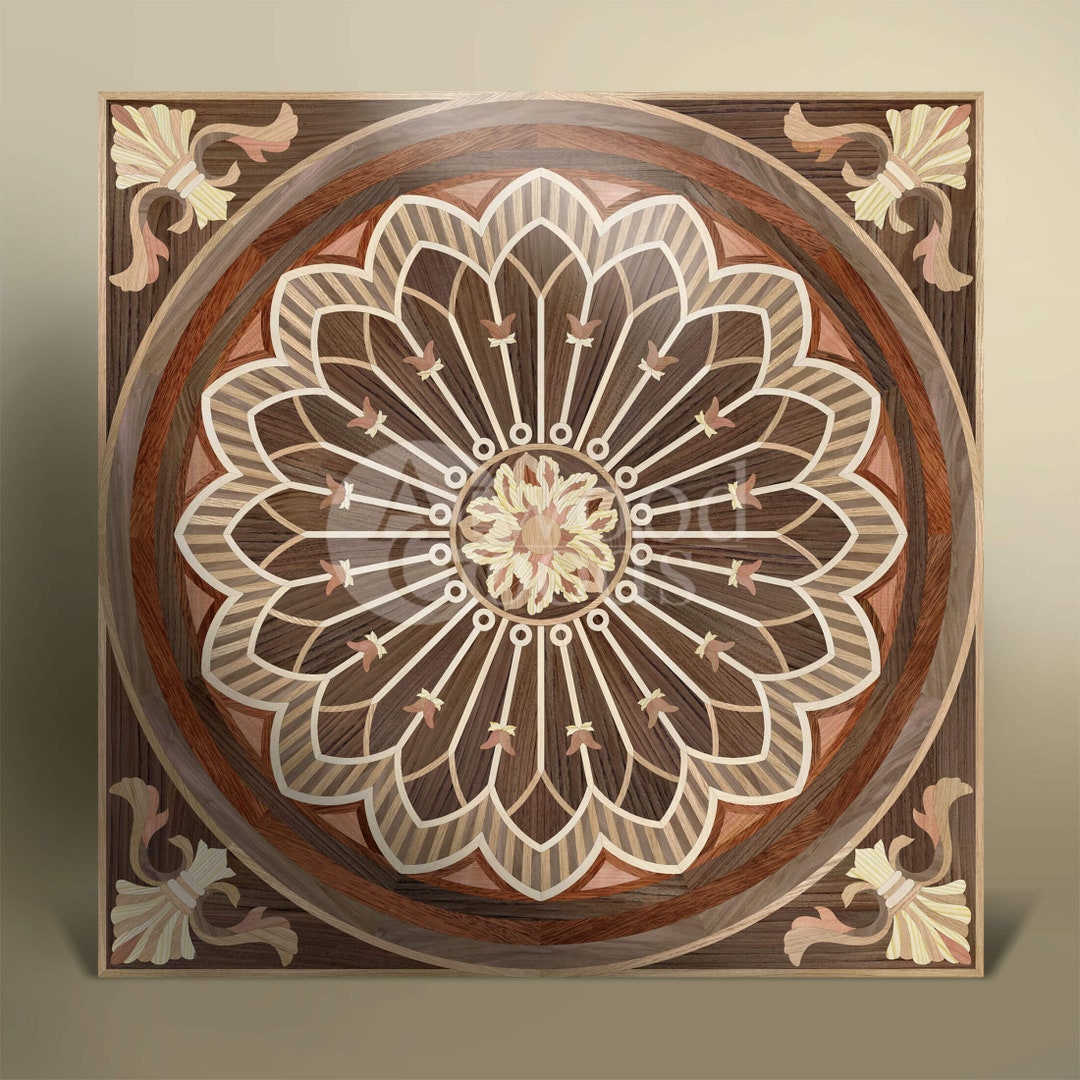 Square Wood Floor Inlay "barcelona" Handcrafted by Atwoodgoods for ...