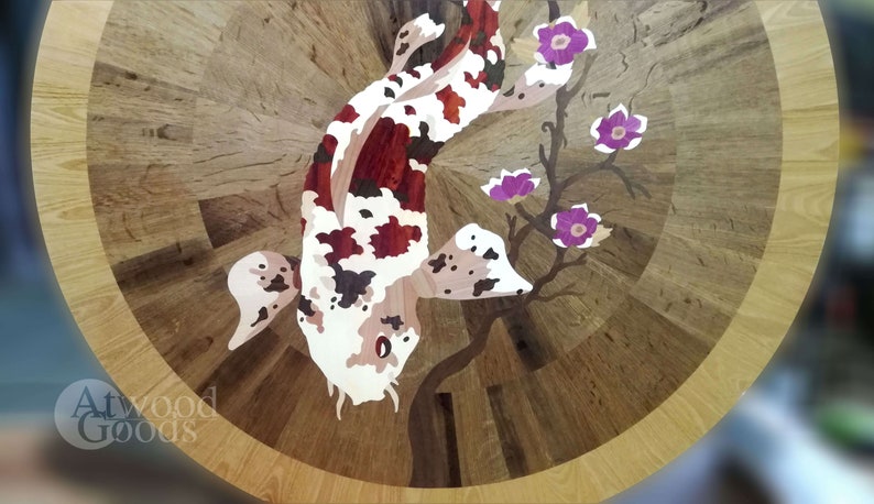 Koi Fish Wood Floor Inlay Floor Medallion Hardwood Flooring - Etsy
