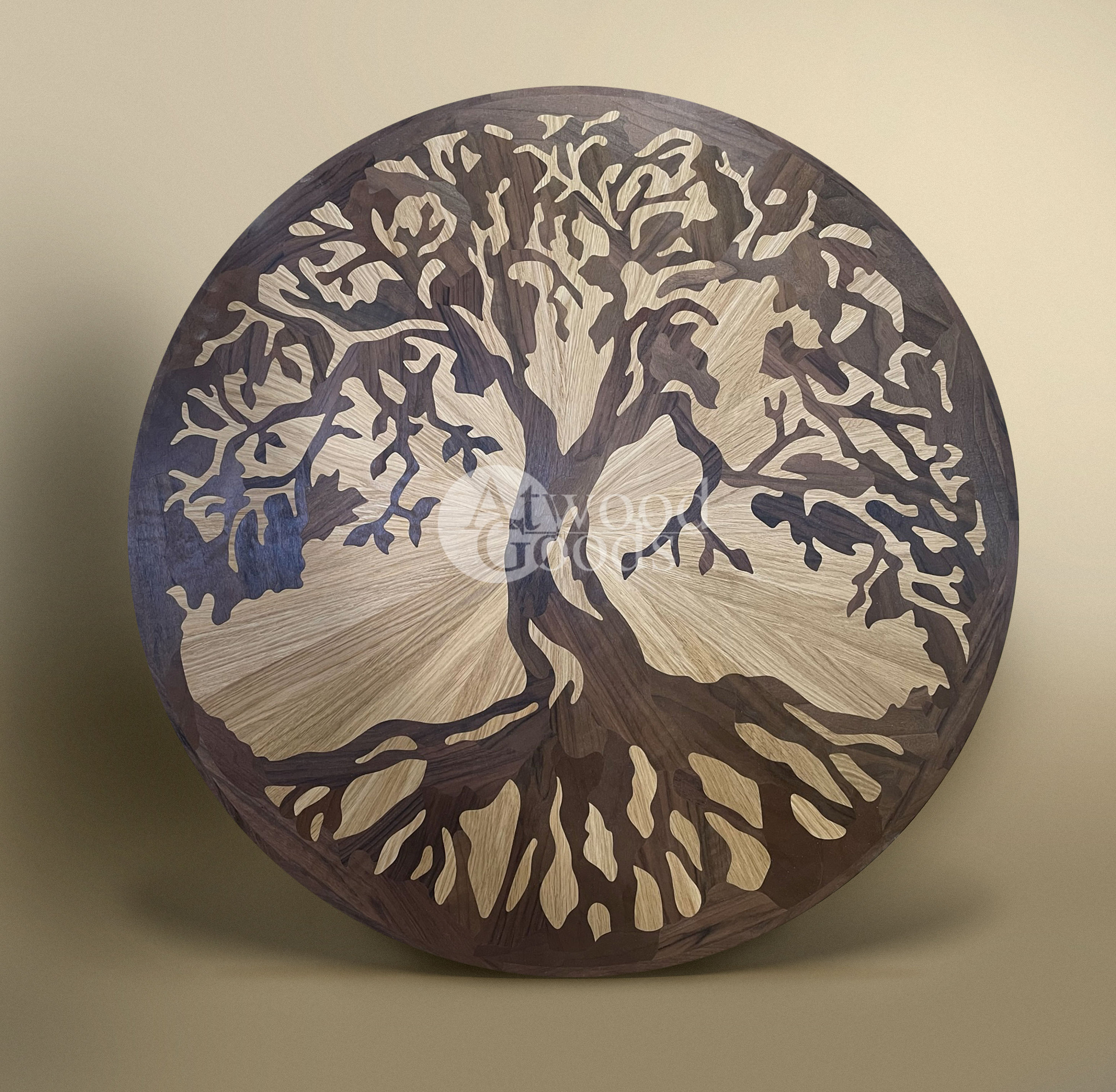 Wood Floor Medallion "tree of Life 2 Colors" Made of White Oak and ...