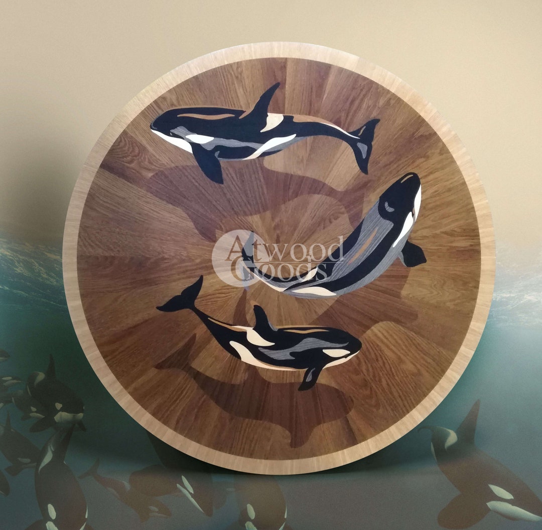 Wood Floor Medallion Orcas Whales Wood Floor Inlay Parquet Inlay Floor ...