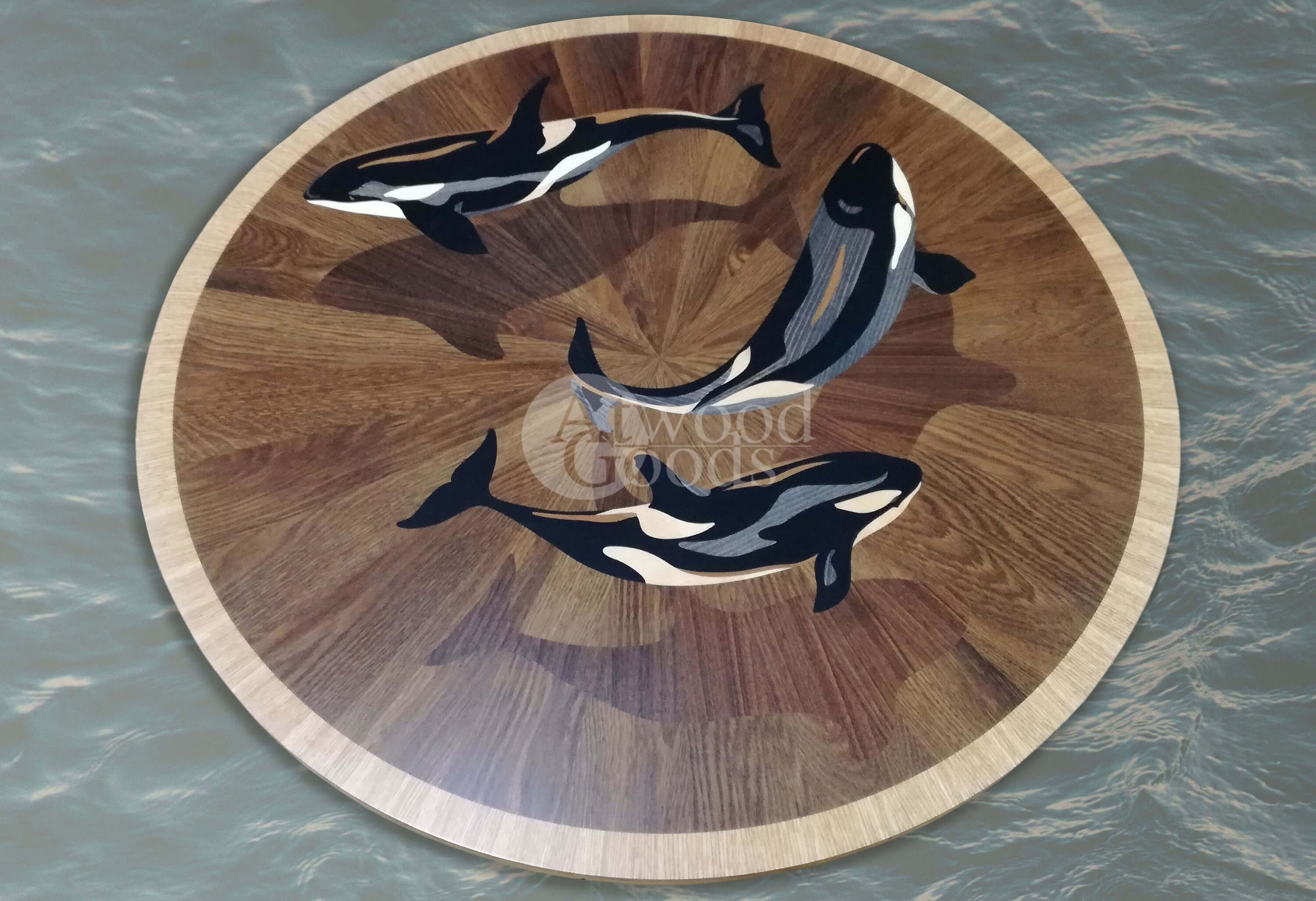 Wood Floor Medallion Orcas Whales Wood Floor Inlay Parquet Inlay Floor ...